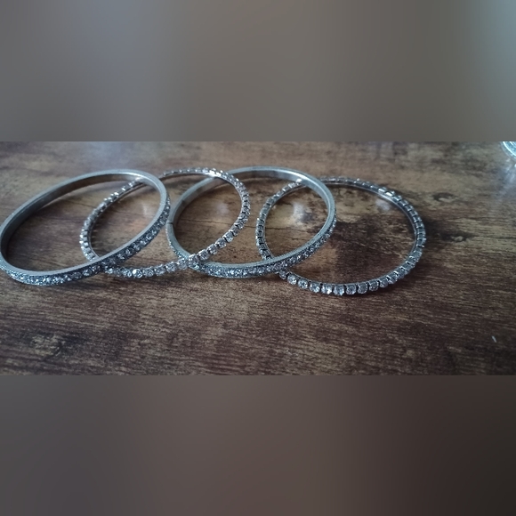 Jewelry | 4 Bangles W Rhinestones | Poshmark